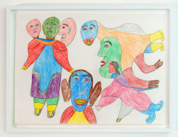untitled (human heads & amalgamated forms), 1978, coloured pencil on ...
