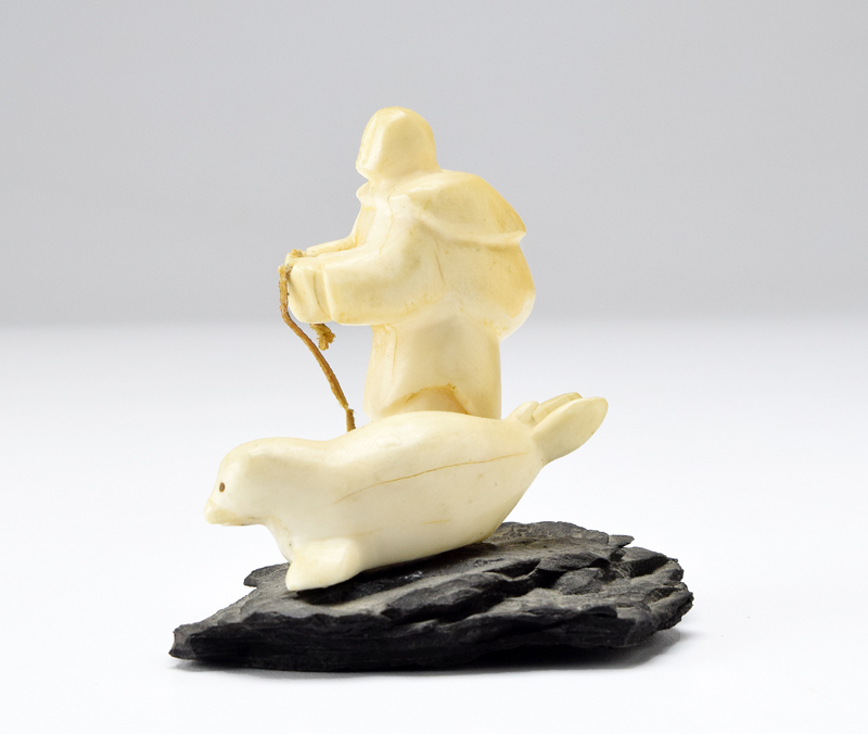 woman & seal, ivory, stone & sinew, 3 x 3.25 x 3.5 in. | Inuit Art ...