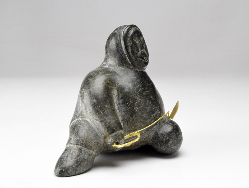kneeling hunter, circa 1956, stone, antler & sinew, 5.5 x 7.5 x 4.5 in ...