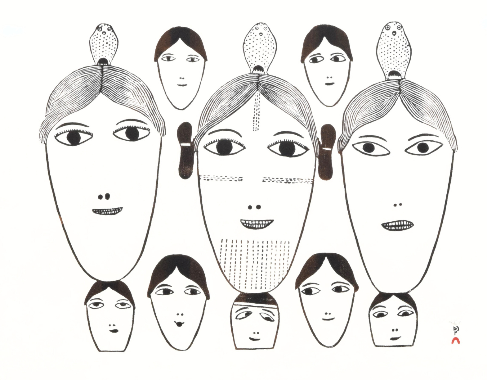 5. Inuit Faces, 1978, stonecut and stencil, 22 x 30 in., List: $350 ...